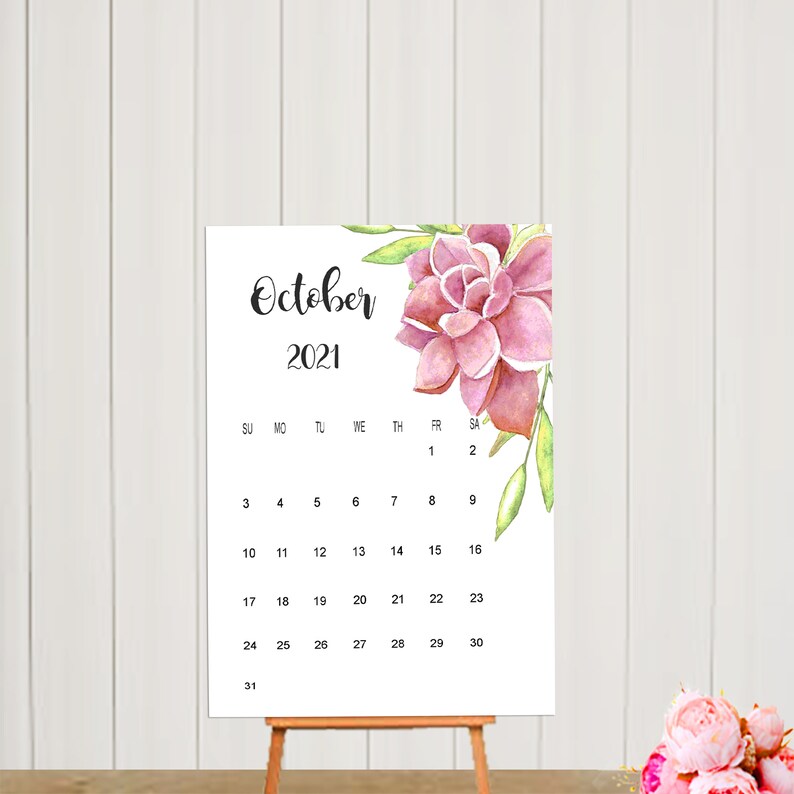 Printable 2021 calendar succulent succulent desk calendar | Etsy