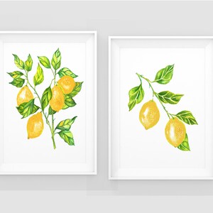 Lemons Prints Set of Two Wall Art Watercolor Print - Etsy