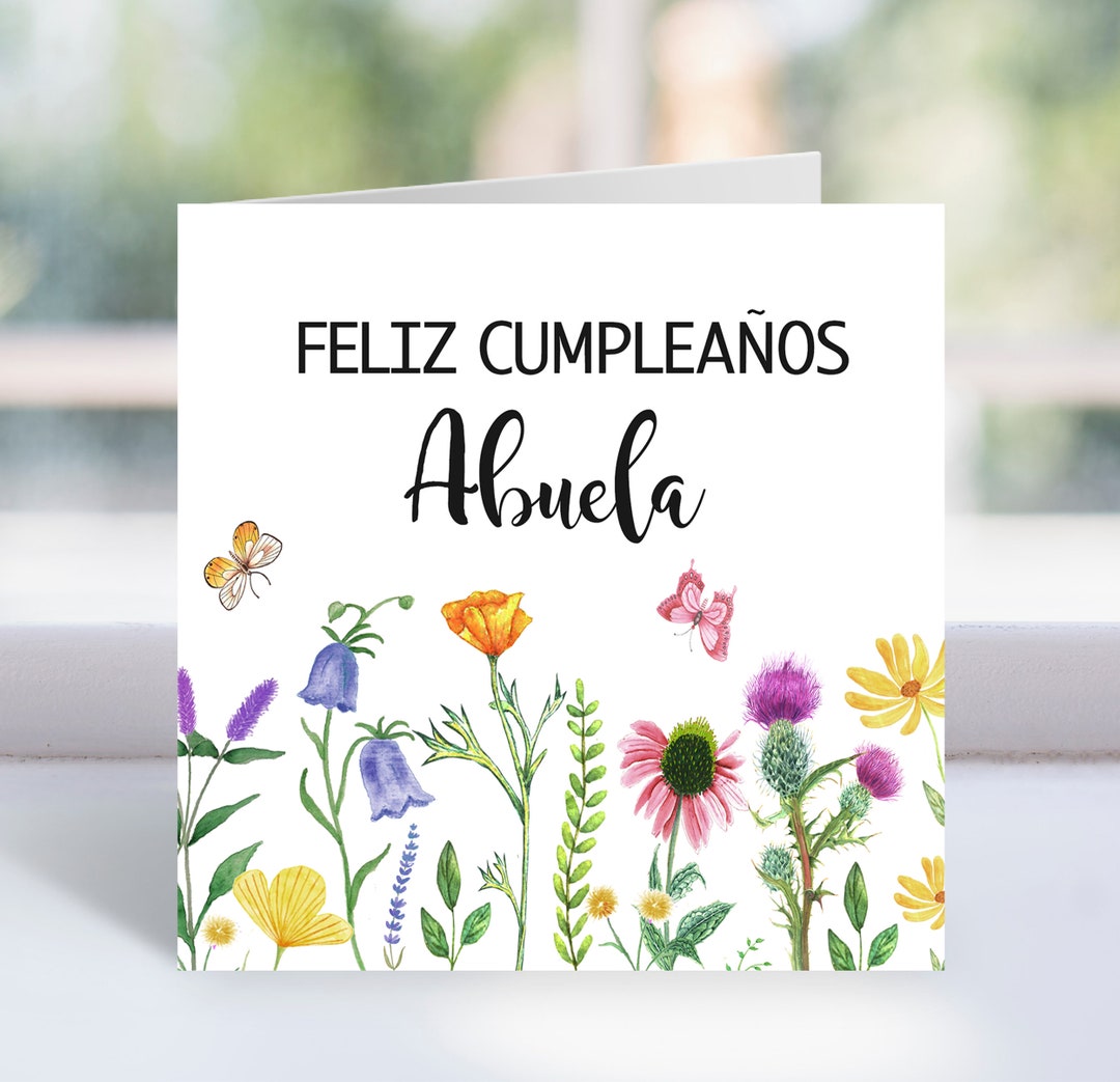 Feliz Cumpleaños Abuela Spanish Happy Birthday Card Watercolor Card