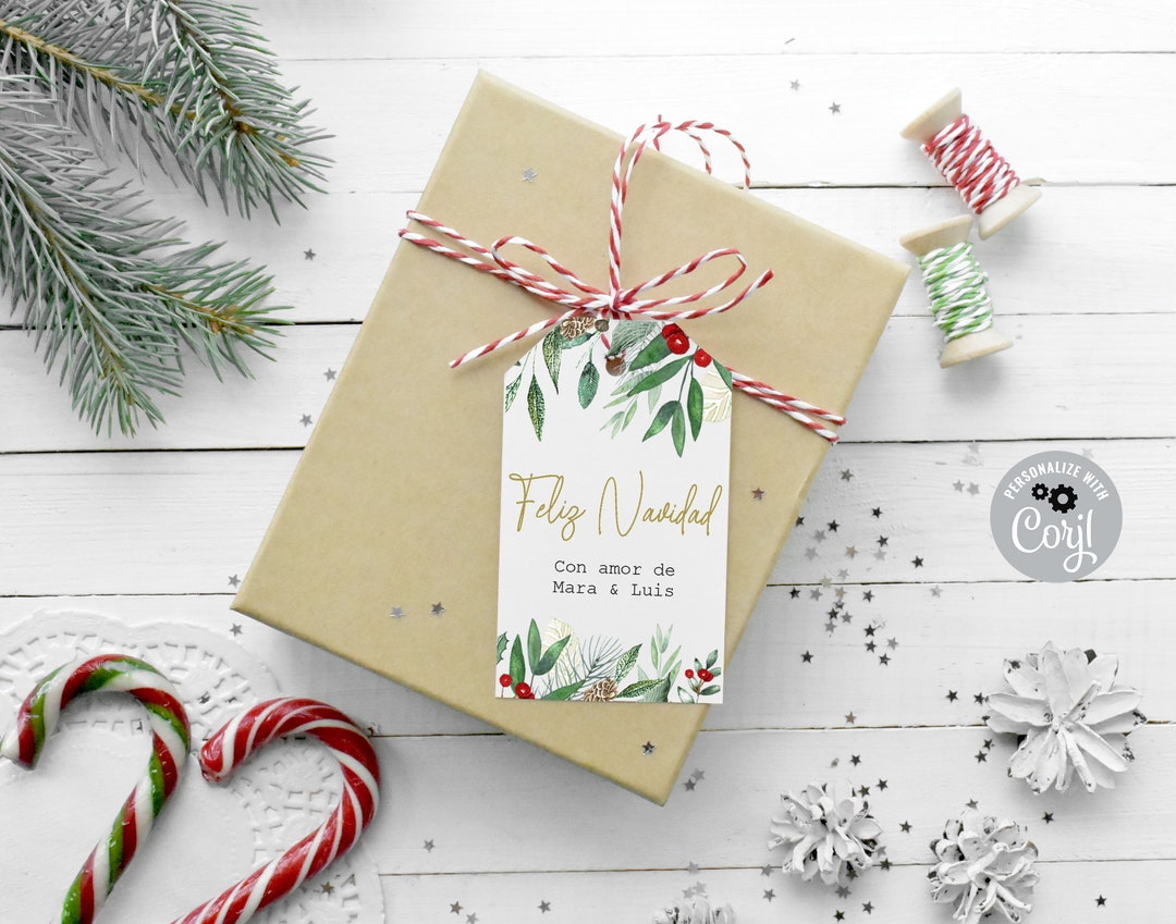 Editable Feliz Navidad Tag, Spanish Christmas Gift Tags, Printable ...