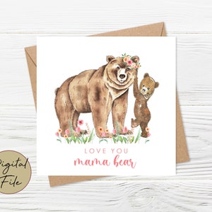 Mama Bear Card, Mama Bear Mother's Day Card, Mother's Day Card for Mum ...