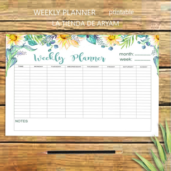 Weekly Planner Printable Weekly Desk Planner Weekly Planner | Etsy