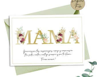 Dia De Las Madres Card Printable Spanish Mothers Day Flowers - Etsy