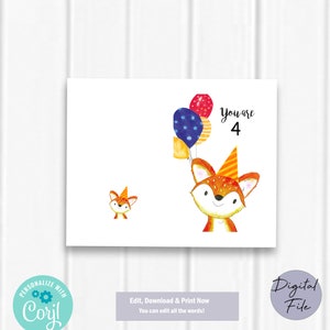 Editable Personalised Birthday Card, Kids Birthday Card, 4th Birthday ...