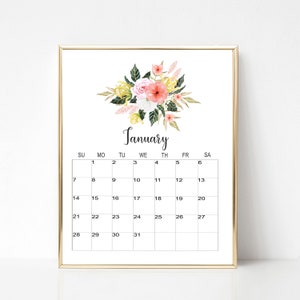 Printable Watercolor Calendar 2024, Floral Bouquets Watercolor Calendar ...