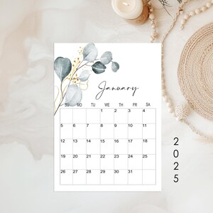 2025 Calendar Printable, Wall Calendar 2025, 2025 Greenery Wall ...