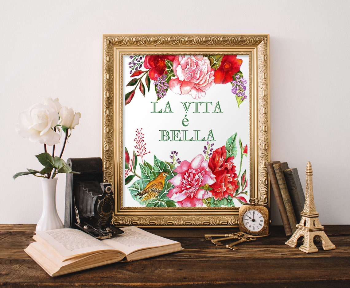 La Vita é Bella Italian Quote Printable Inspiring Print - Etsy