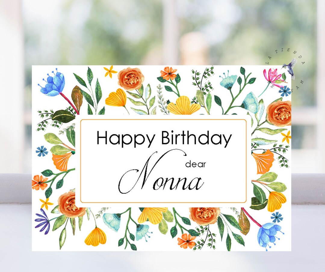 Happy Birthday Nonna, Birthday Card for Nonna, Wildflowers Card, Nonna ...