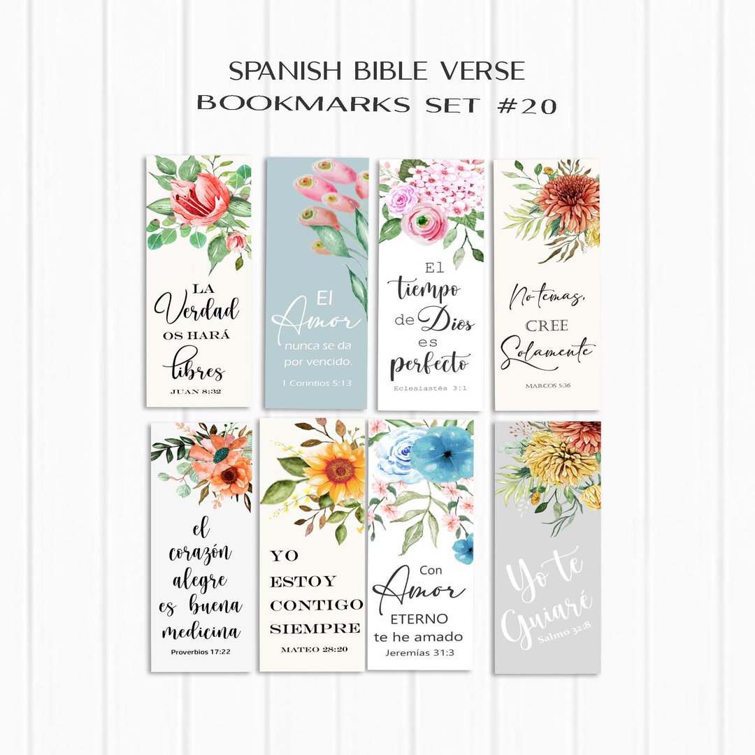 Spanish Bible Bookmarks, Printable Bookmarks Set of 8, 7 X 2.5 Inches ...