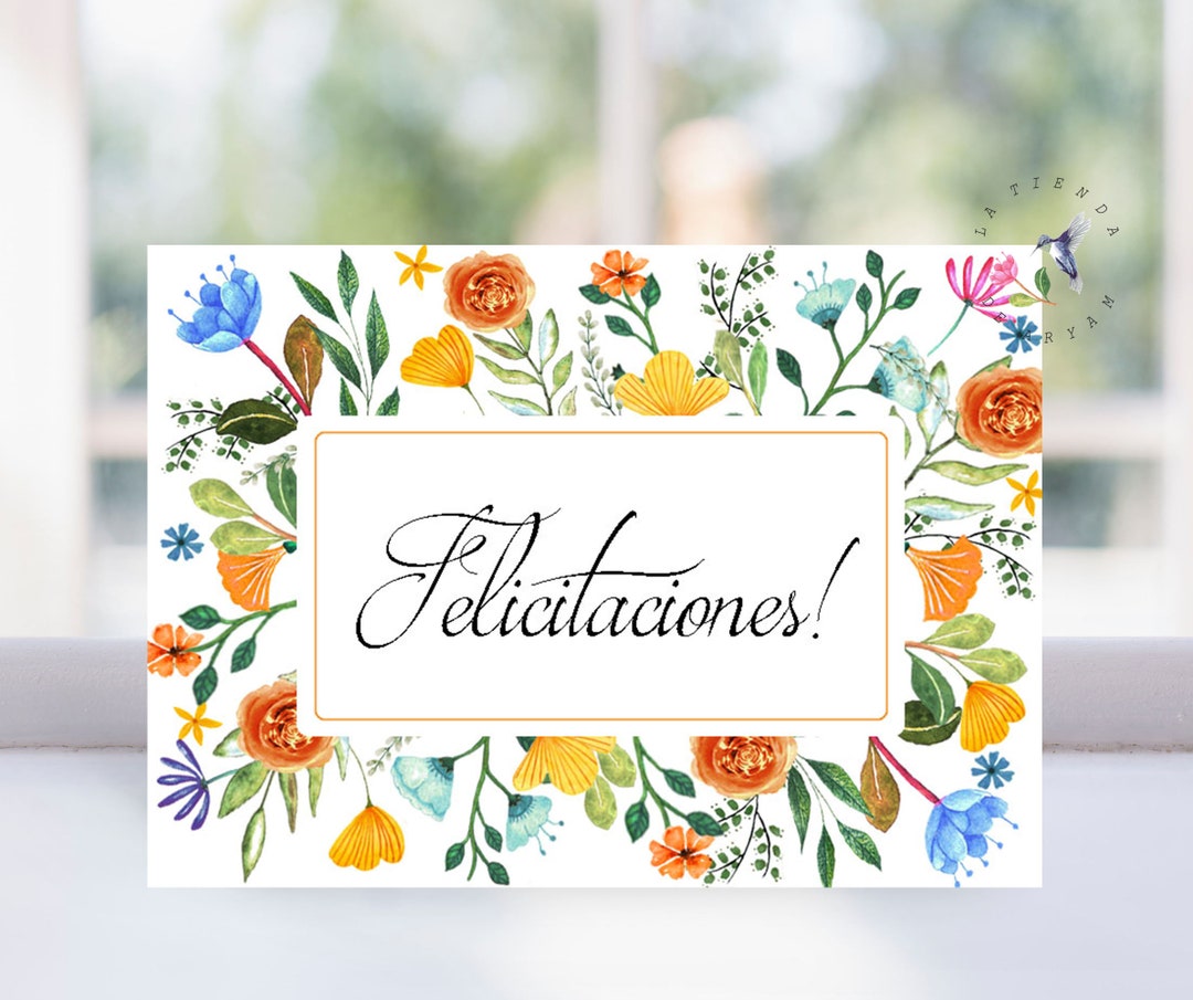 Printable Felicitaciones Card, Felicidades, INSTANT Download, Spanish ...