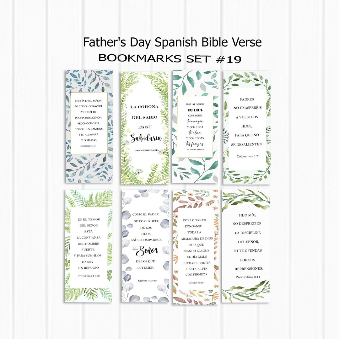 Spanish Bible Bookmarks, Printable Set of 8, 7 X 2.5 Inches, Bookmarks ...