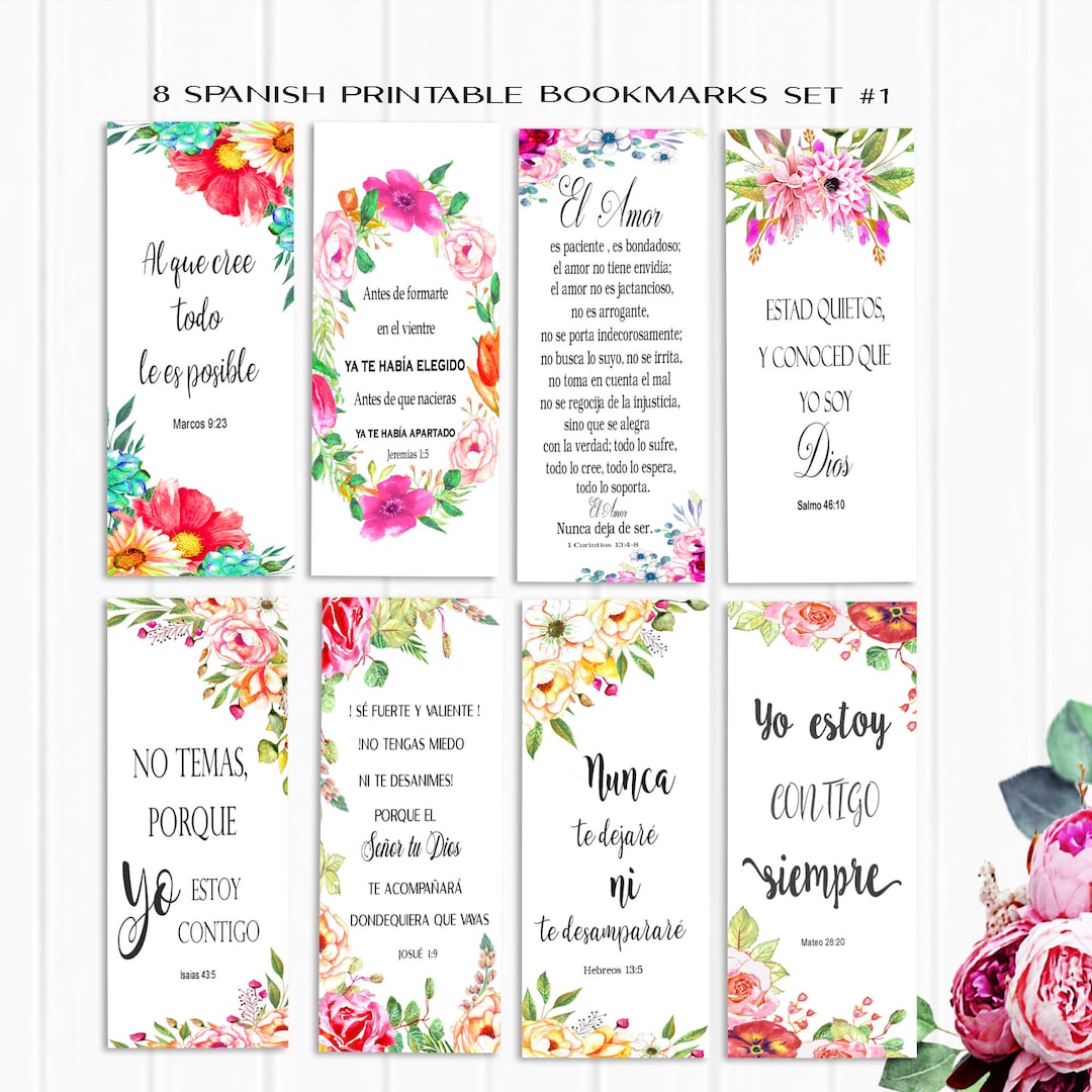 Marcadores de la Biblia en español, conjunto imprimible de 8, 7 x 2.5 ...