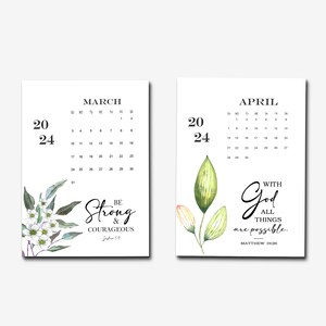 Bible Verse Calendar Desk Calendar 2024 Calendar Printable Monthly ...