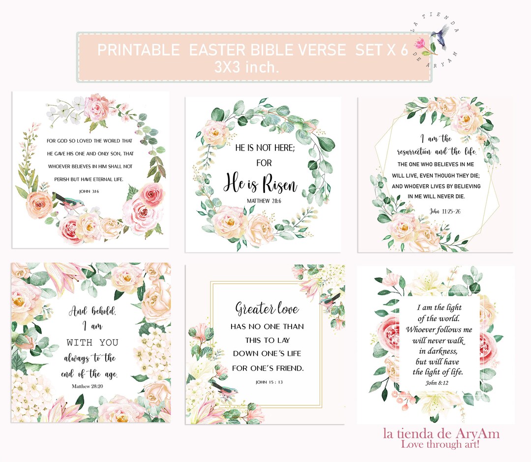 Easter Printable Bible Verse Cards, Easter Scripture Cards, Easter ...