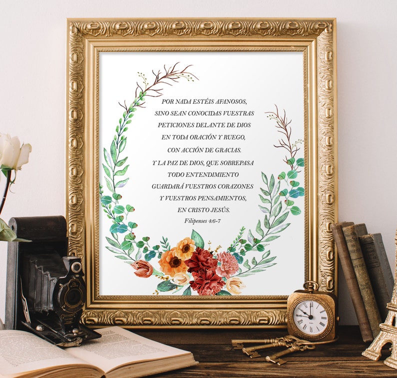 Filipenses 4:6-7 Spanish Bible Verse Spanish Philippians 4 - Etsy