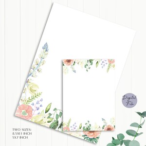 Printable Spring Notepad - Spring Stationery Set - Floral Notepad ...
