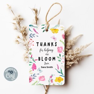 Thank You for Helping Me Bloom Tag, Editable Teachers Appreciation Gift ...
