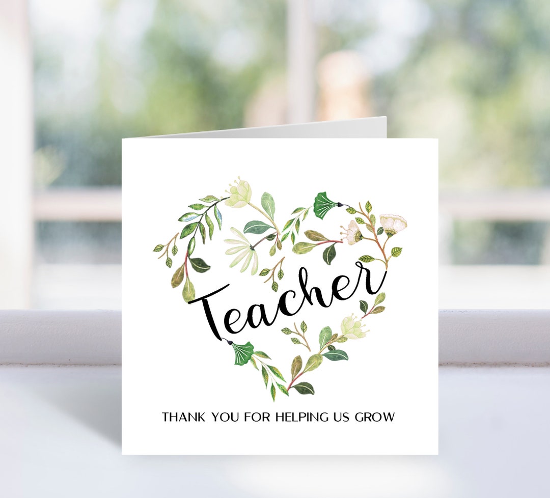 Teacher Appreciation, Thank You for Helping Us Grow Card, Greenary ...