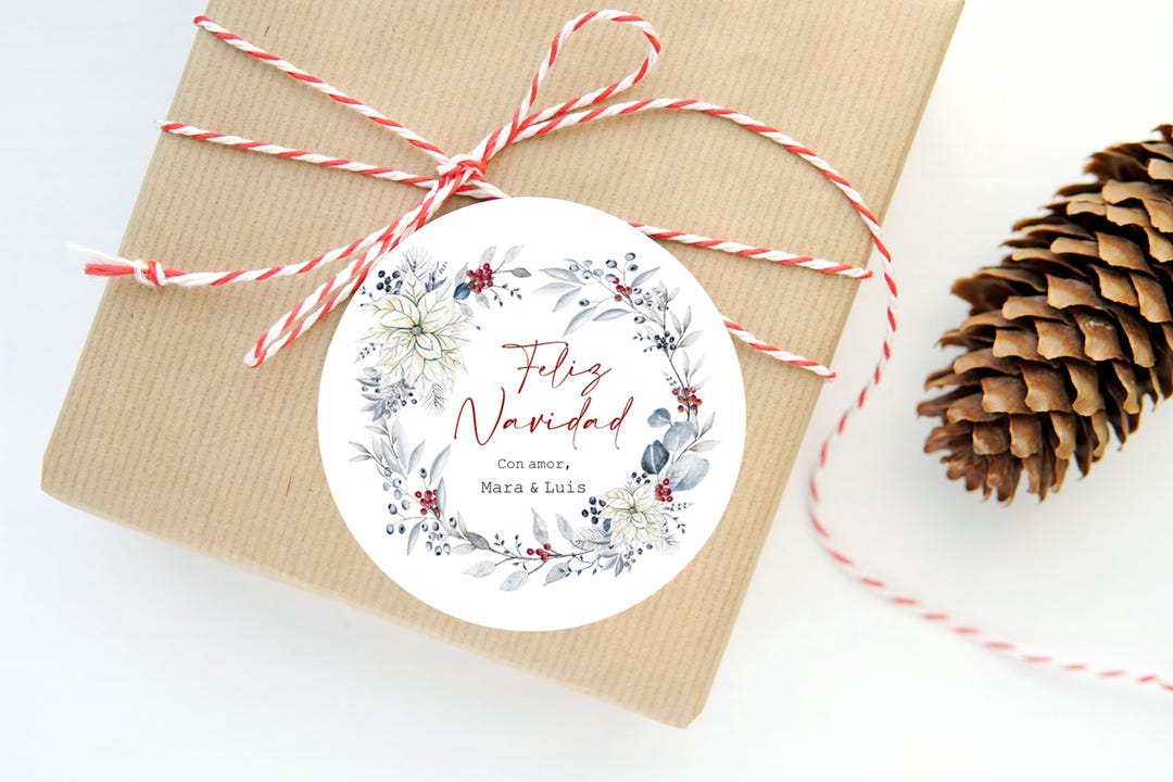 Round Spanish Favor Tag Template, Feliz Navidad Round Printable Tag, 2 ...
