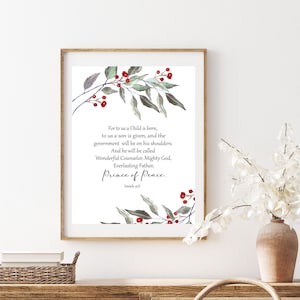 Isaiah 9:6 Printable, for to Us a Child is Born, Christmas Scripture ...