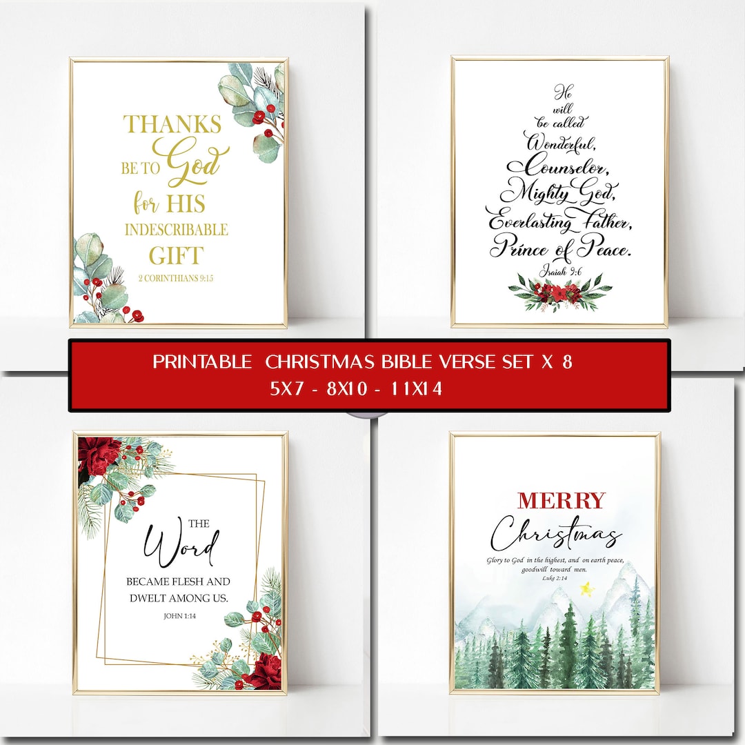 Printable Christmas Bible Verse Set, Set X8 Christmas Bible Vers ...