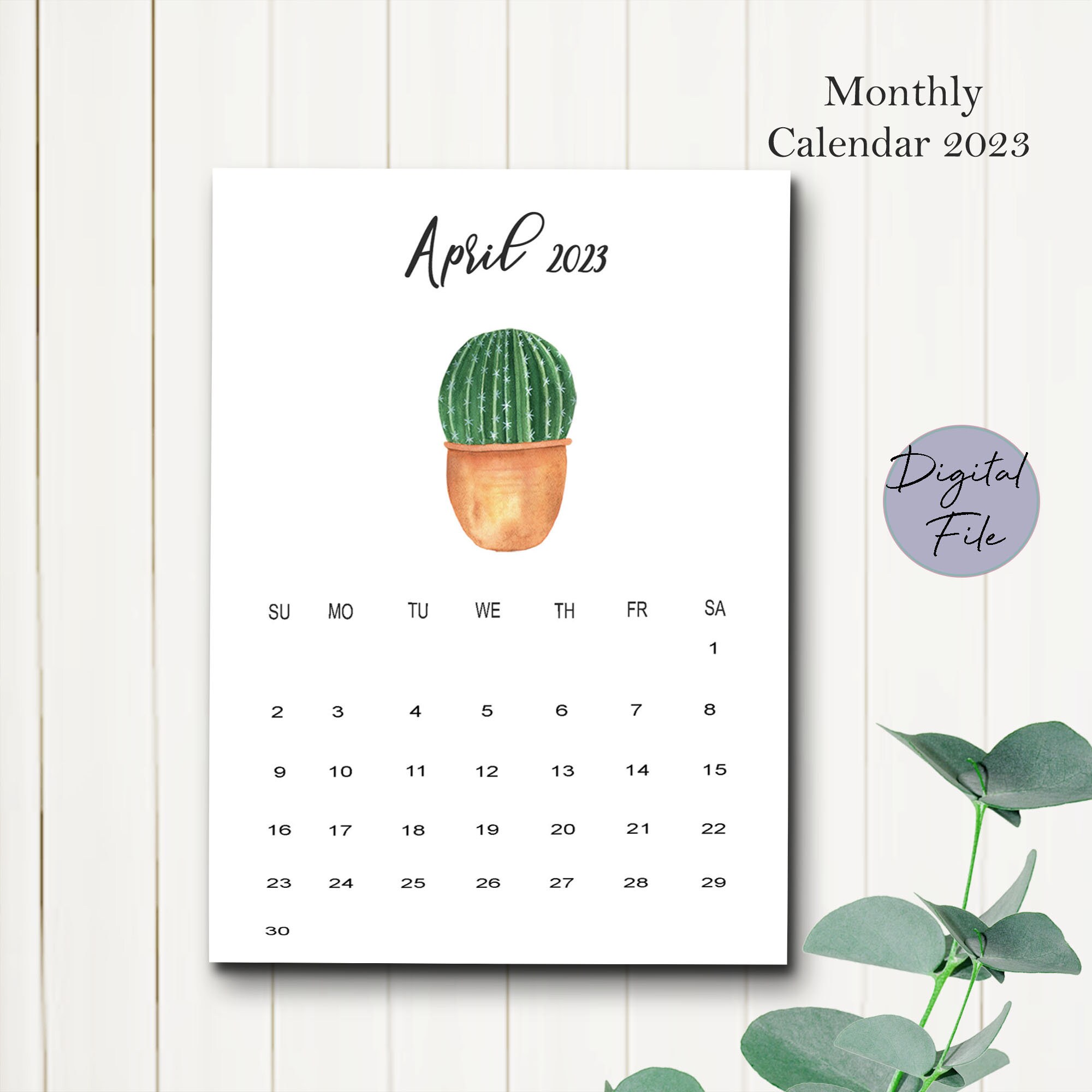 Printable 2023 Calendar Cactus Calendar Succulent Calendar - Etsy Israel