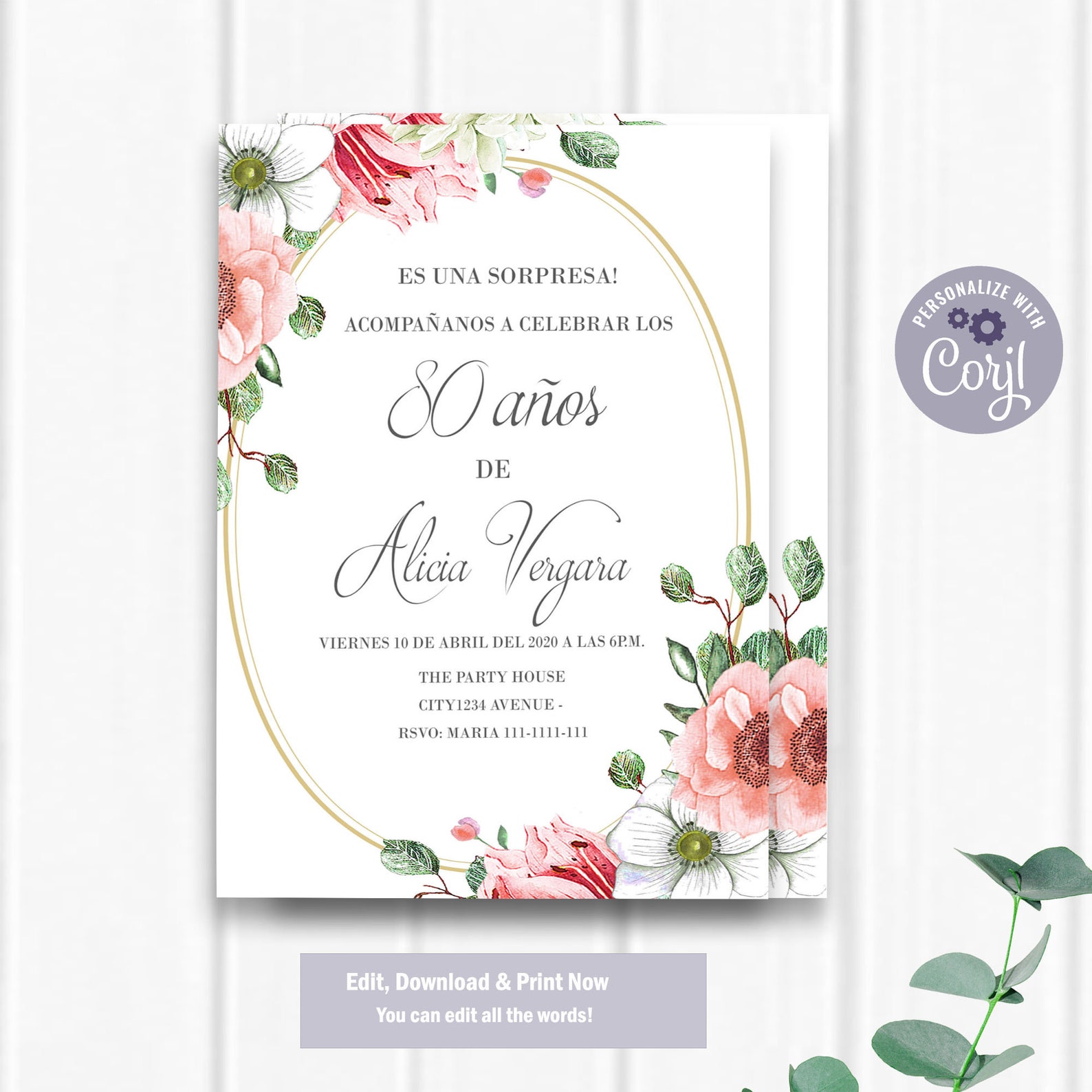 Spanish Birthday Invitation Spanish Flowers Invitation Any - Etsy