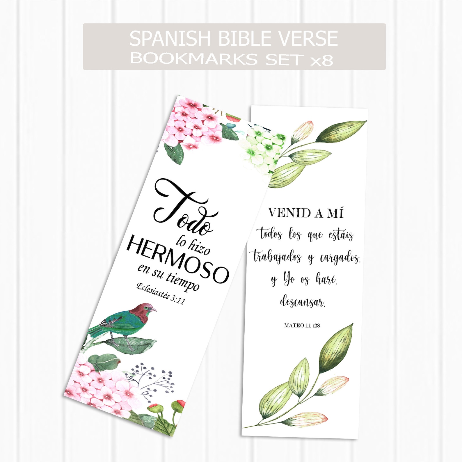 Spanish Bible Bookmarks, Printable Set of 8, 7 X 2.5 Inches, Instant ...