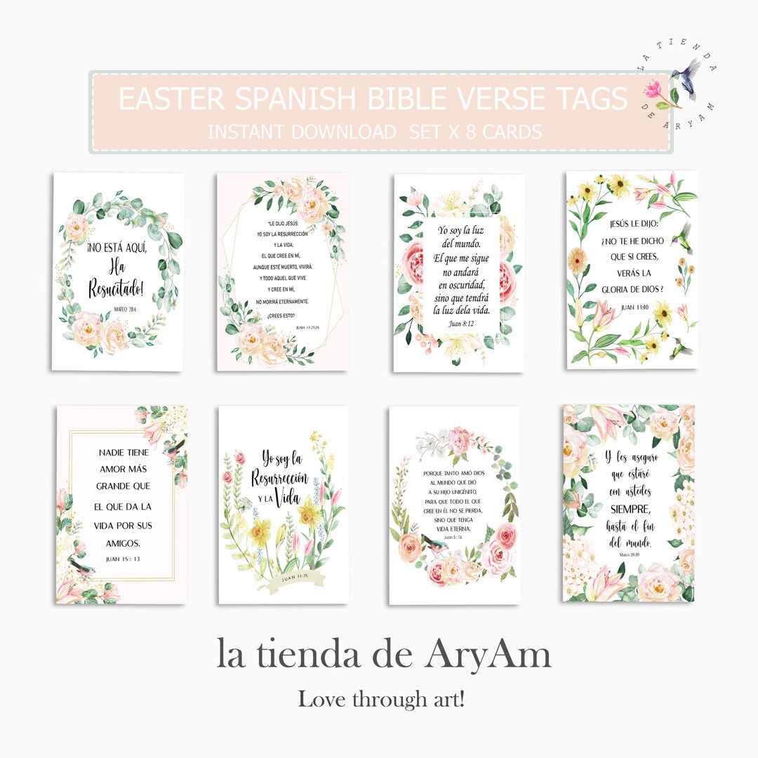 Spanish Printable Easter Bible Verse Cards, Spanish Easter Scripture ...
