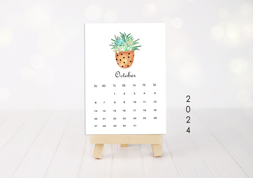 Printable 2024 Calendar, Cactus Calendar, Succulent Calendar, Monthly ...