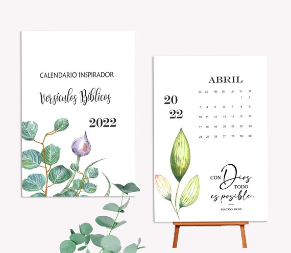 Spanish Bible Verse Calendar Wall Calendar 2021 Calendar Printable ...