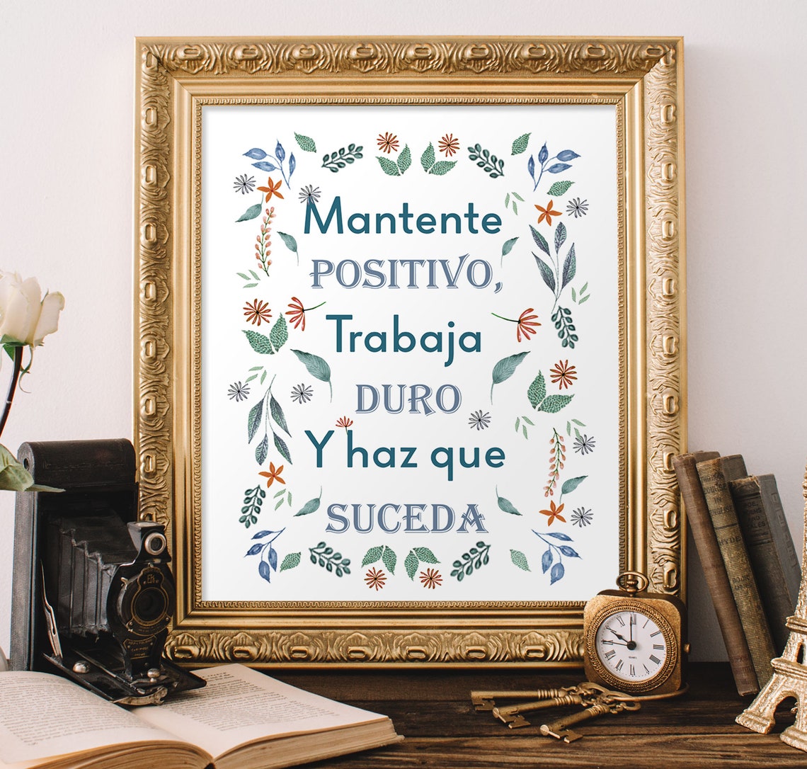 Mantente positivo Spanish Stay Positive Spanish - Etsy España