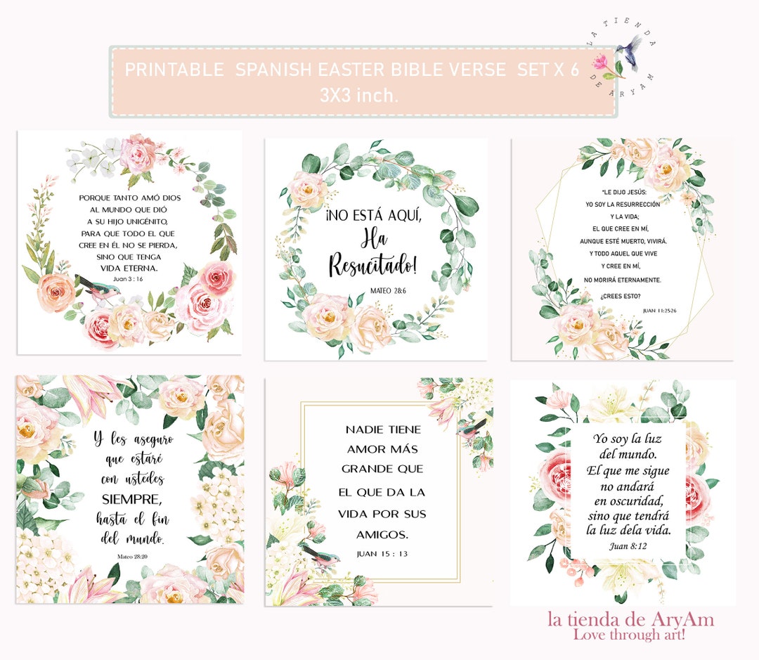 Spanish Printable Easter Bible Verse Cards, Spanish Easter Scripture ...