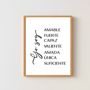 Yo Soy Printable, Yo Soy Wall Art, Spanish Affirmations, Mujer Latina ...