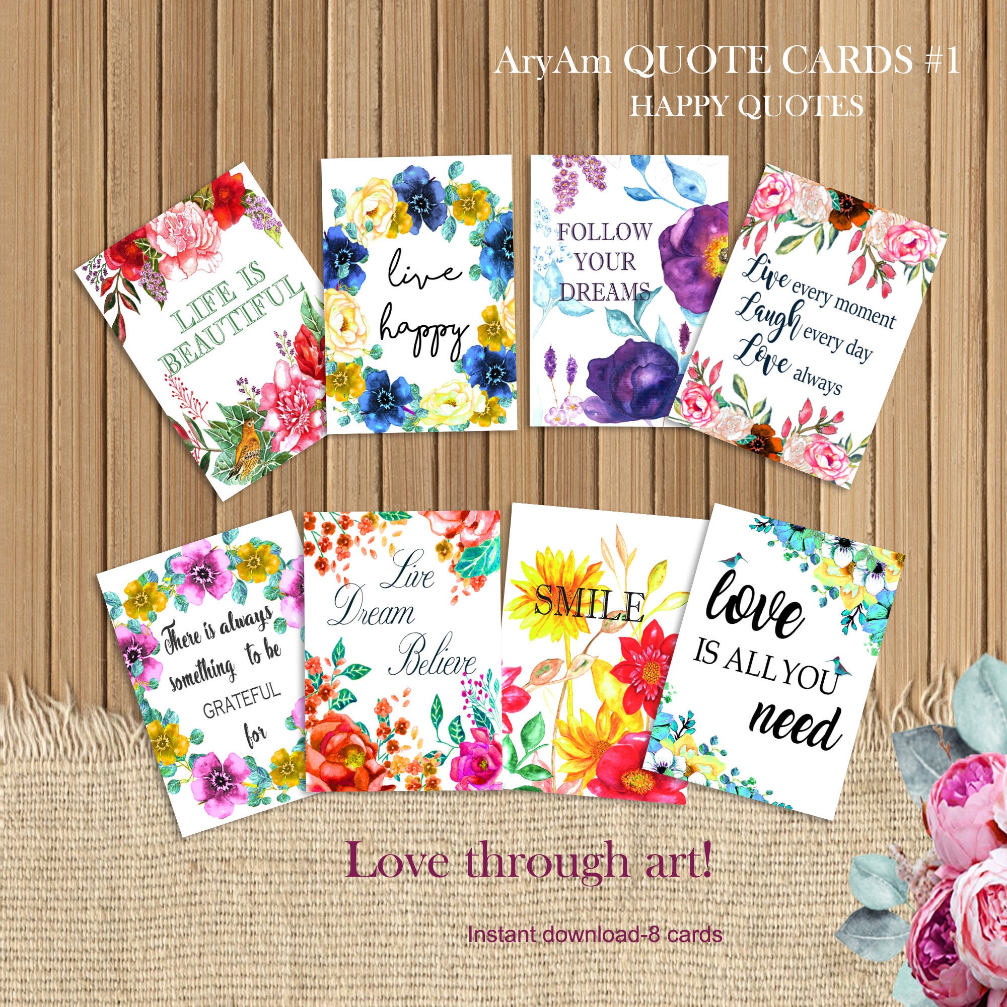 Quote Cards Set Inspiring cards Quote Print Wall Art | Etsy