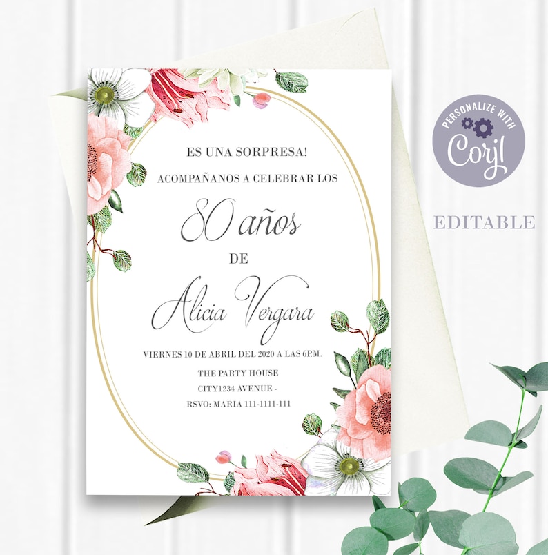 Spanish Birthday Invitation Spanish Flowers Invitation Any - Etsy