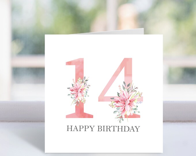 PRINTABLE 14th Birthday Card Birthday Card Printable Instant Download ...