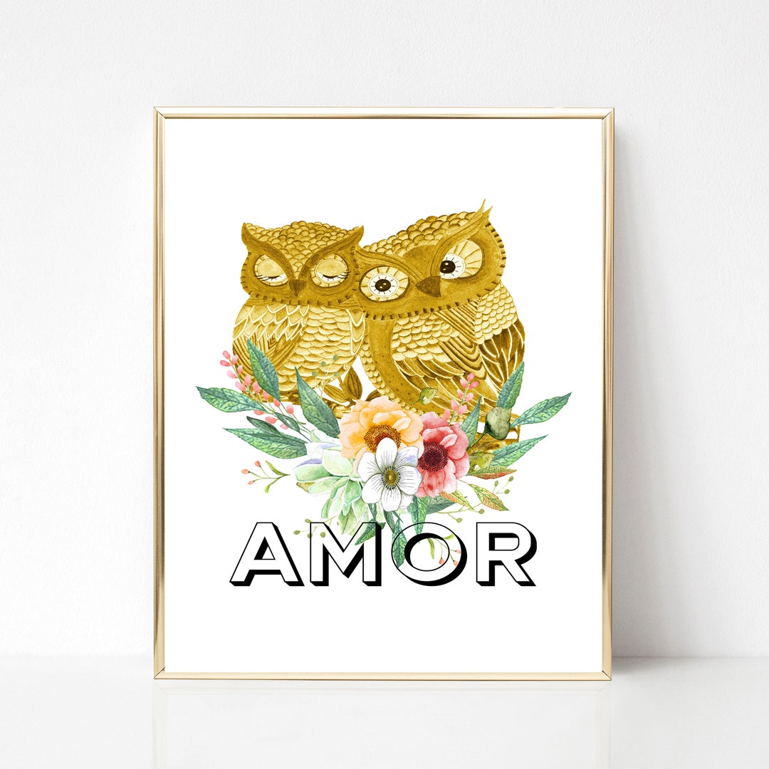 Amor Sign, Amor Printable, Owls Amor Sign, Spanish Owls in Love Decor ...