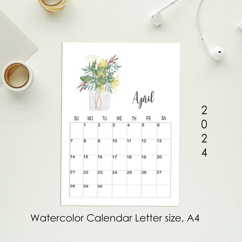 Watercolor Calendar - Etsy