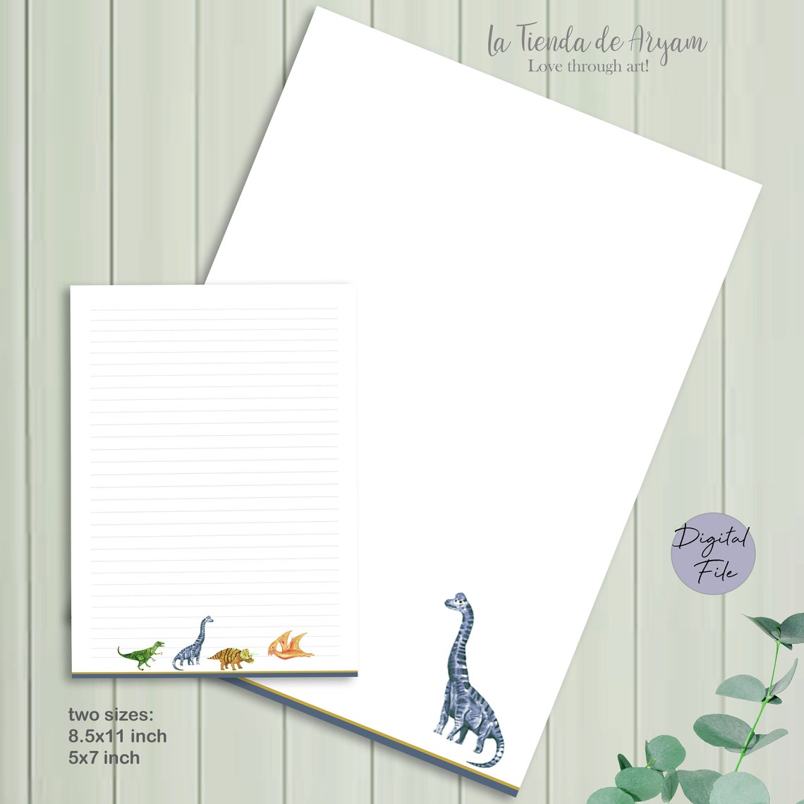 Dinosaur Stationery Printable Dinosaur Notepad Letter Paper - Etsy