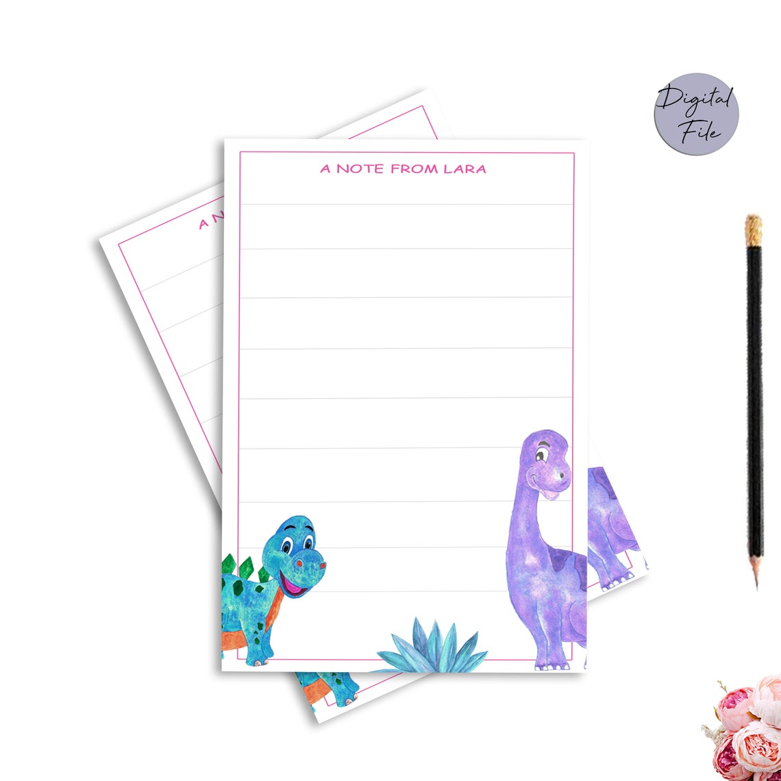Personalized Stationery Set dinosaur Stationary Note Cards - Etsy