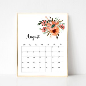 Printable Watercolor Calendar 2024, Floral Bouquets Watercolor Calendar ...