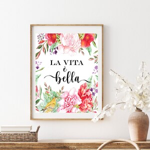 La Vita é Bella, Italian Quote Printable, Inspiring Print, Watercolor ...