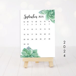 Printable 2024 Calendar Succulent, Succulent Desk Calendar, Watercolor ...