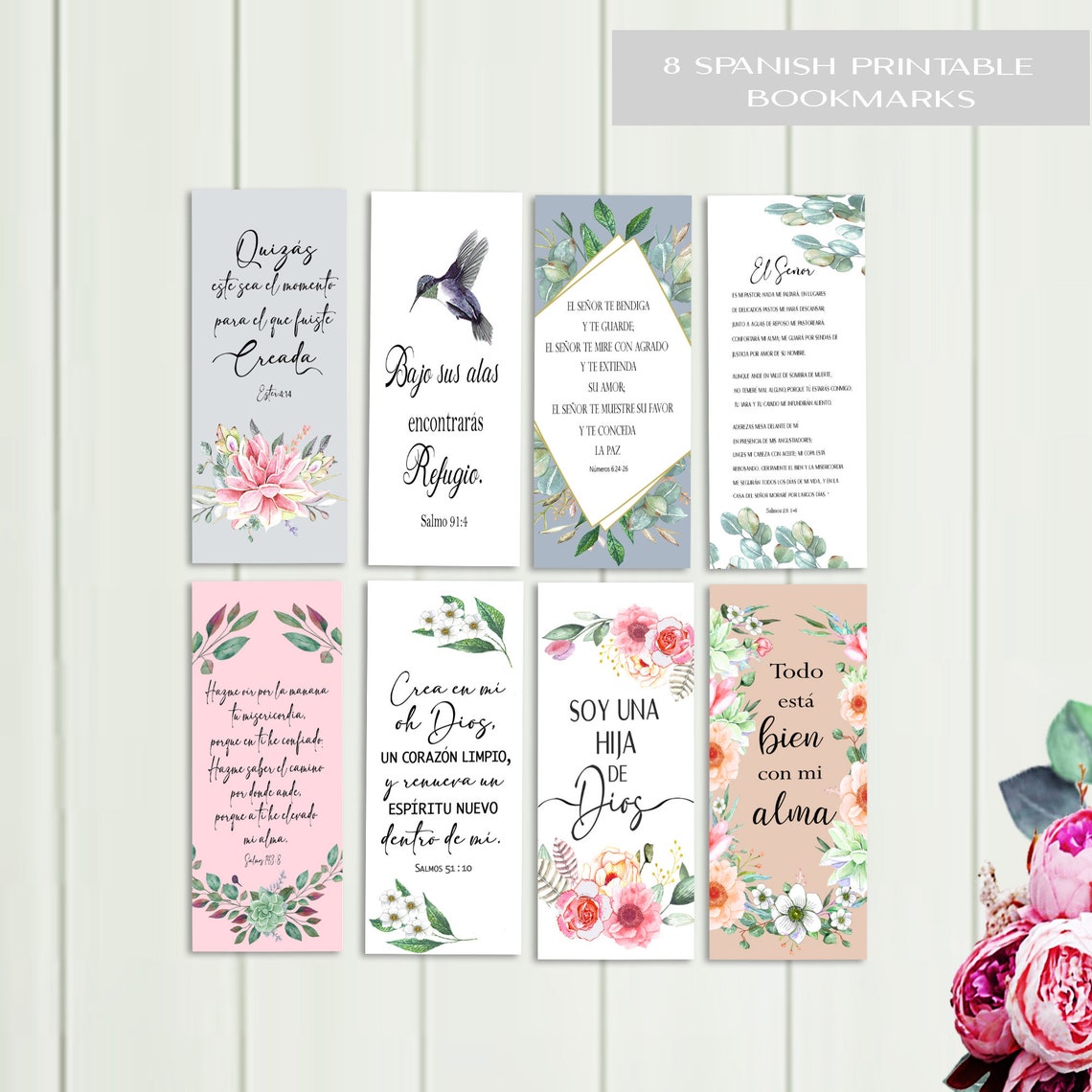 Spanish Bible Bookmarks Printable Set of 8 7 X 2.5 Inches | Etsy