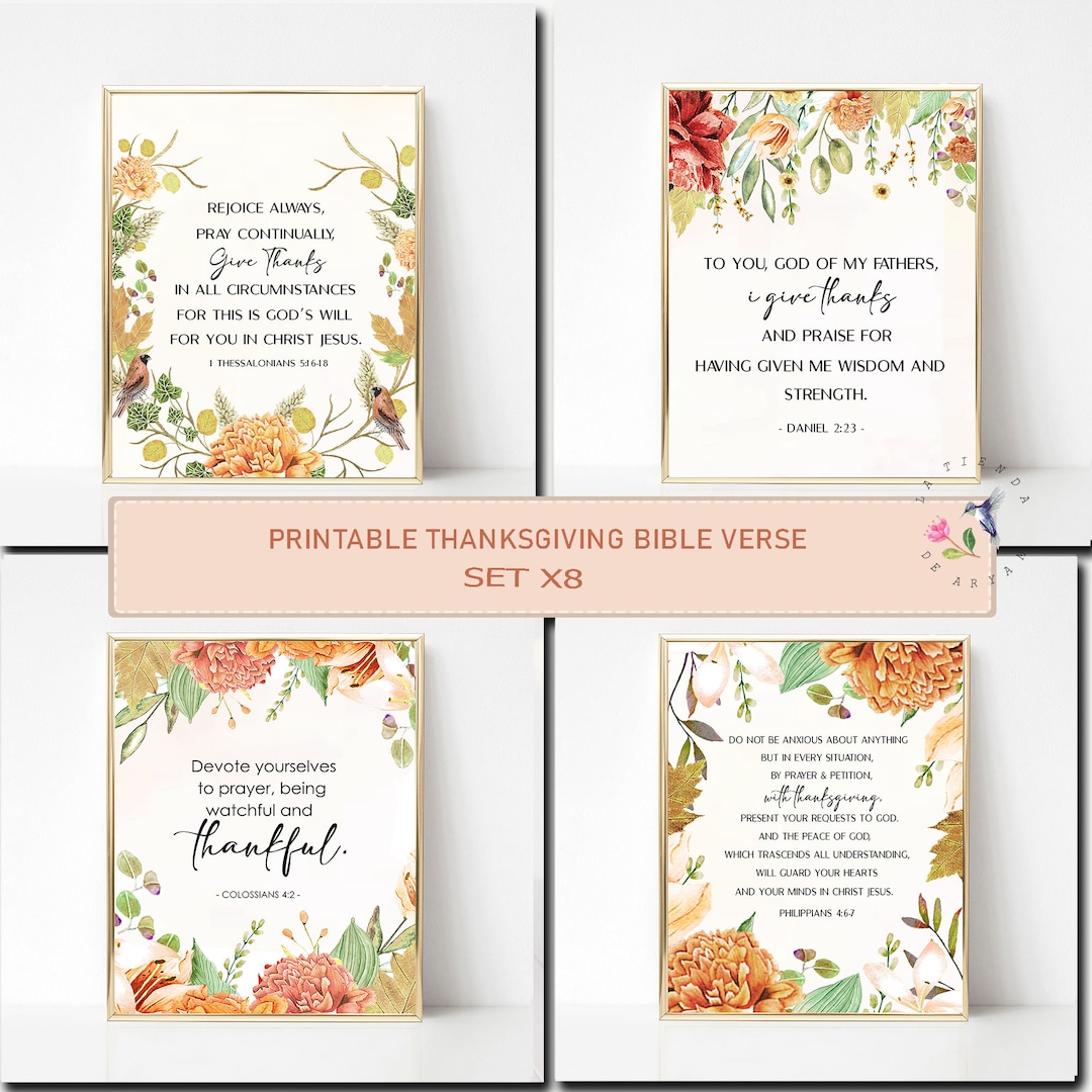 Printable Thanksgiving Bible Verse Set, Thanksgiving Bible Verse ...
