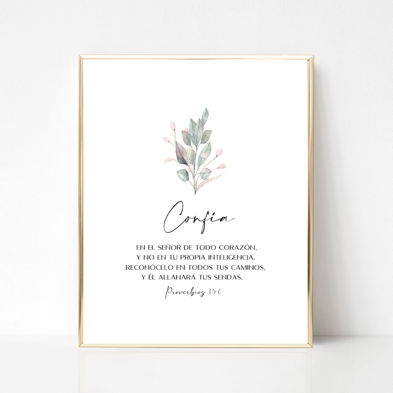 Proverbios 3:5-6 Spanish Bible Verse Spanish Proverbs 3 5 6 - Etsy