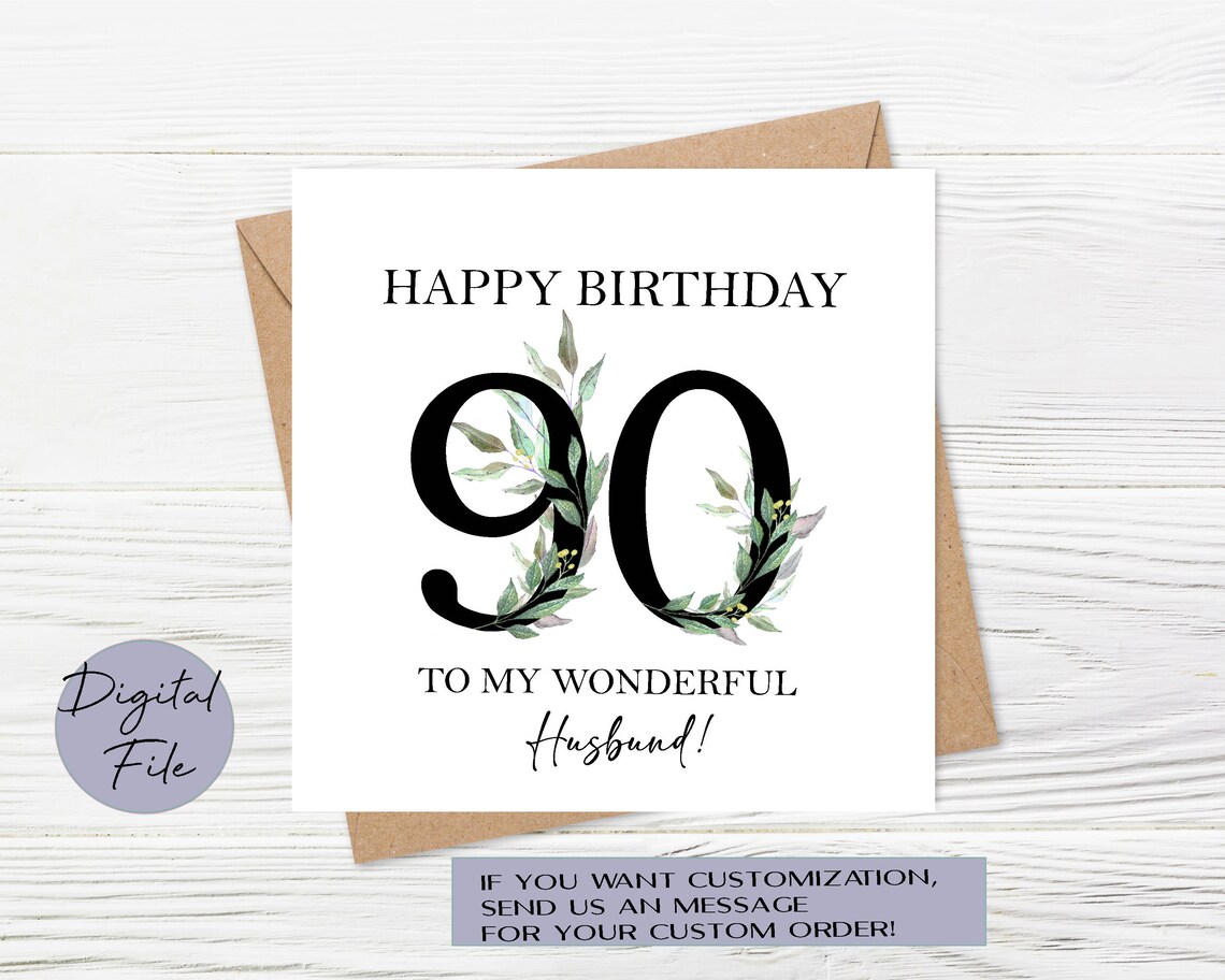 90th Birthday Card 90th Birthday Card Printable Personalised | Etsy