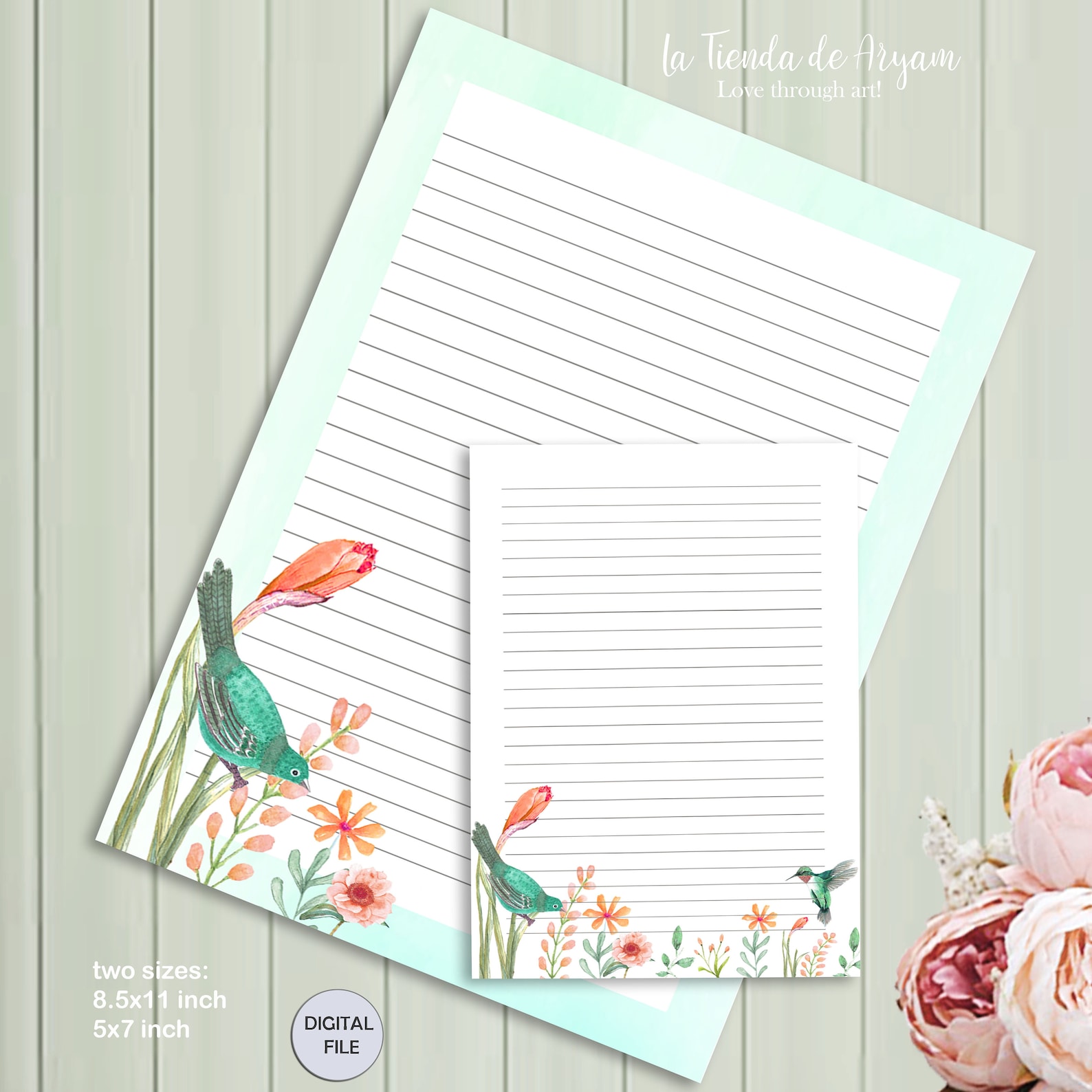 Stationery Writing Paper Printables Letter paper 5x7 | Etsy