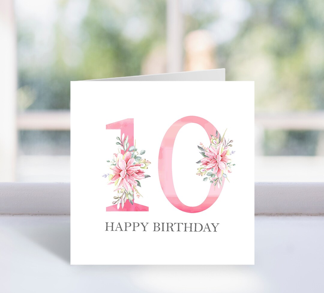 Printable 10th Birthday Card, 10th Birthday Card Printable, Spanish ...